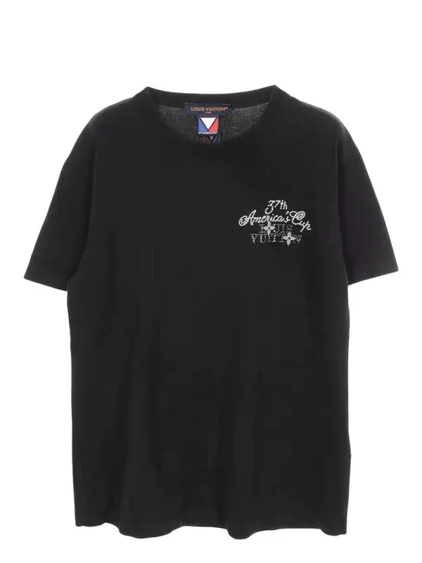 LOUIS VUITTON 2010s America's Cup Embellished T-shirt - Black