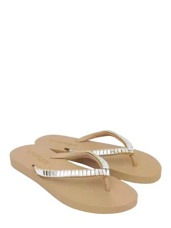 Mystique Oxnard Crystal-embellished Flip Flops - Neutrals