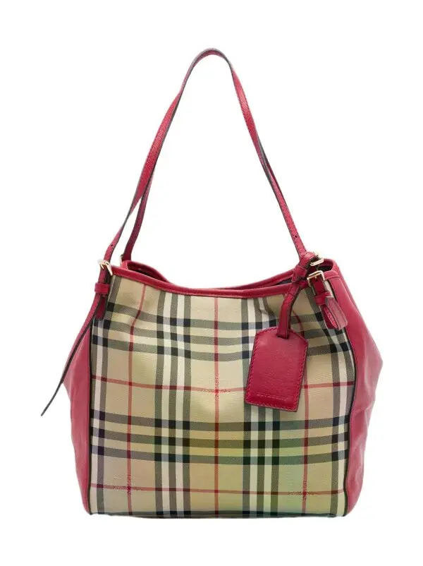 Burberry 2000-2017 Small Haymarket Check Nylon And Calfskin Canterbury Tote Bag - Neutrals