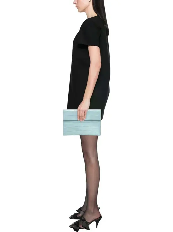 Alexander McQueen Croc Embossed Leather Clutch Bag - Blue