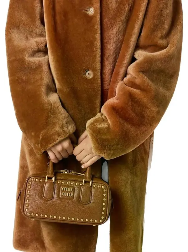 Miu Miu Arcadie Studded Leather Bag - Brown