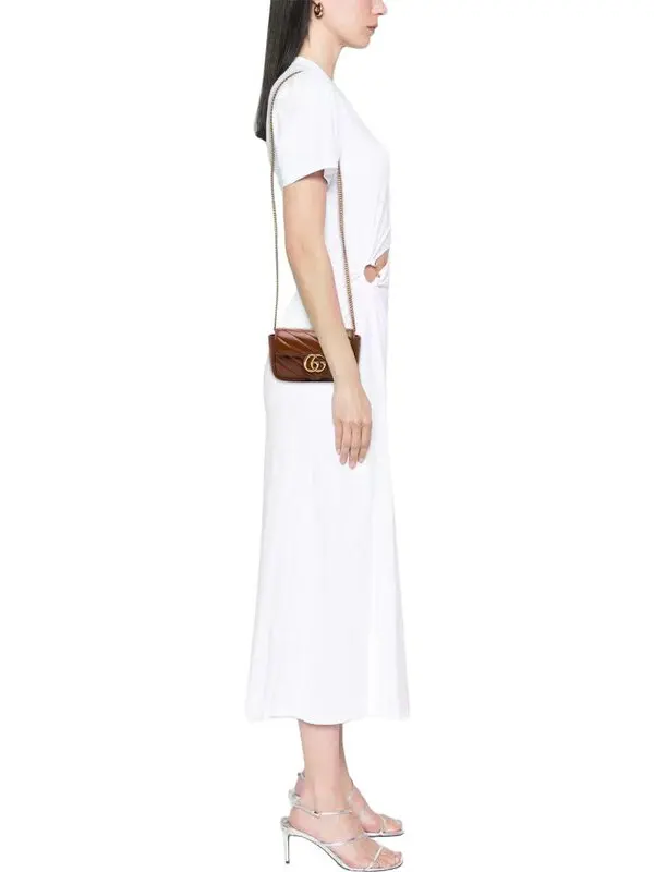 Gucci 2000-2015 Mini Gg Marmont Matelasse Diagonal Leather Flap Crossbody Bag - Brown