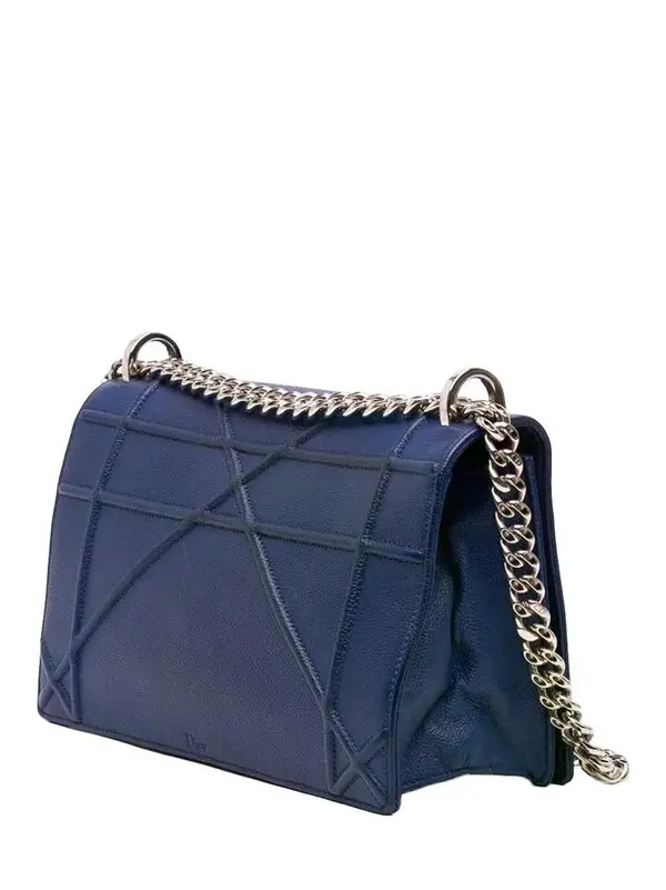 Dior 2016 Medium Grained Calfskin Diorama Flap Crossbody Bag - Blue
