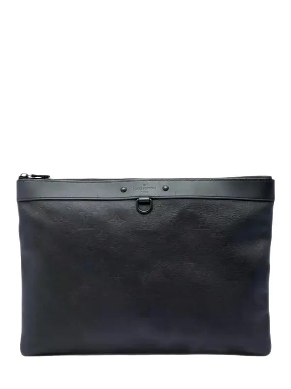 LOUIS VUITTON Monogram Shadow Discovery Pochette Clutch Bag - Black