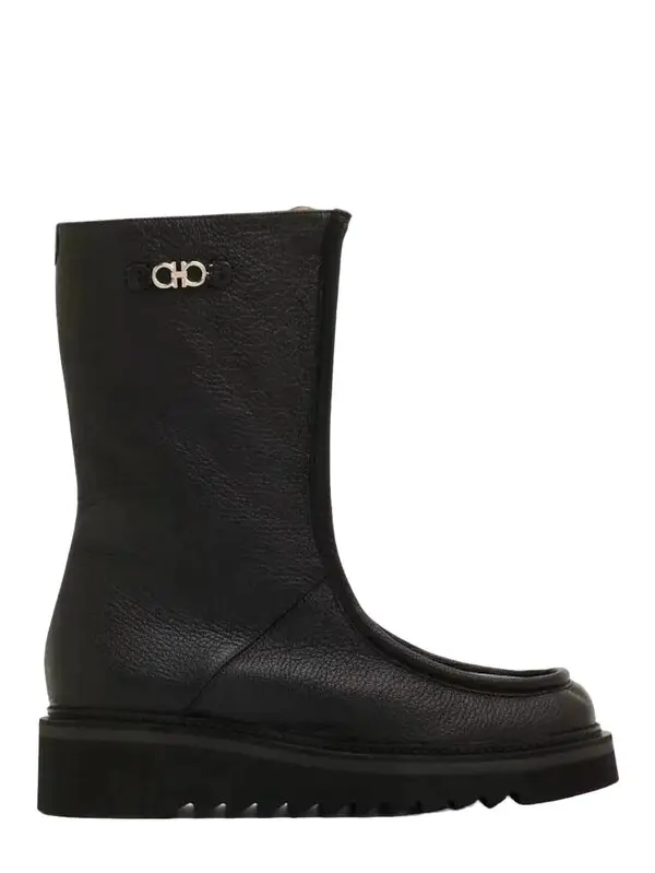 FERRAGAMO Eurialo Logo Plaque Boots - Black