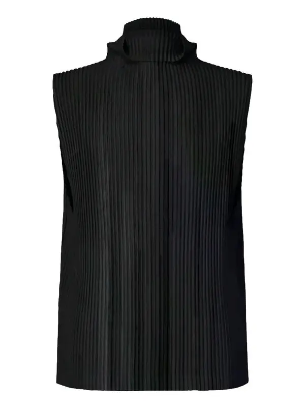 Issey Miyake High-neck Pleated Vest - Black
