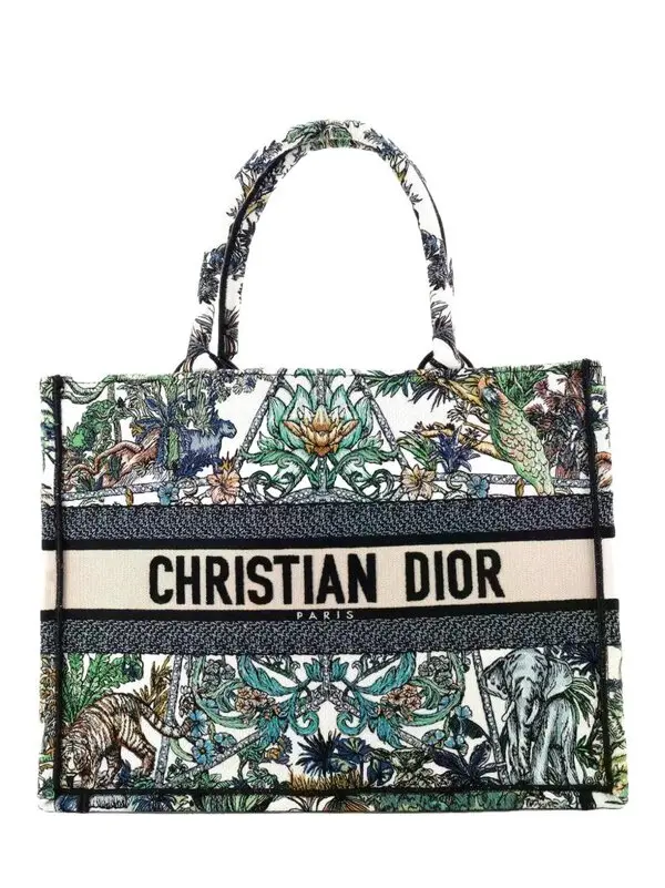 Dior Book Embroidered Canvas Medium Tote Bag - Blue