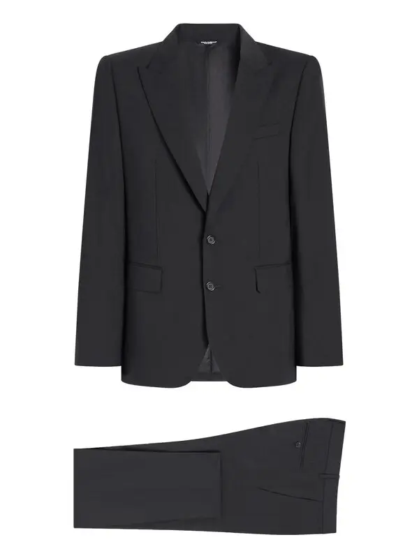 Dolce & Gabbana Stretch Wool Martini-fit Suit Suits And Blazers Wool - Black