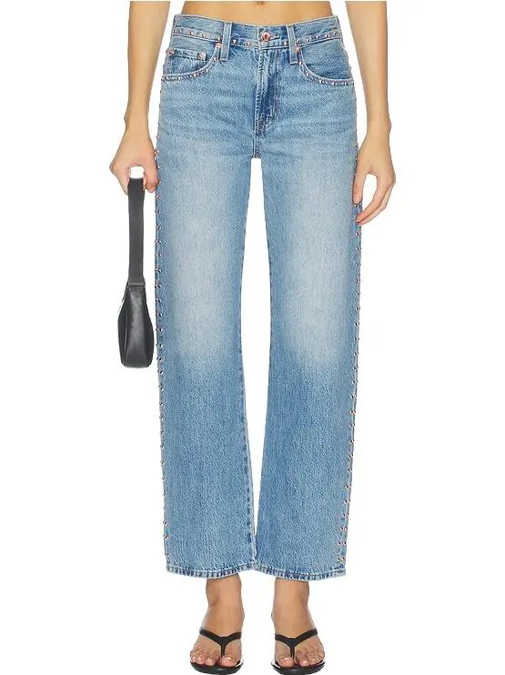 PISTOLA Lexi Mid Rise Bowed Straight Leg Jeans In . Also - Blue