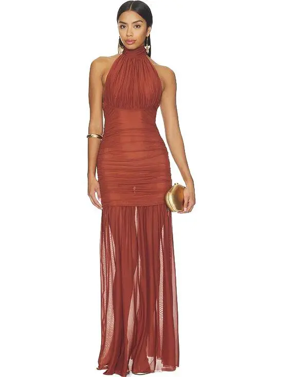SEROYA Selina Mesh Dress In . Also - Brown