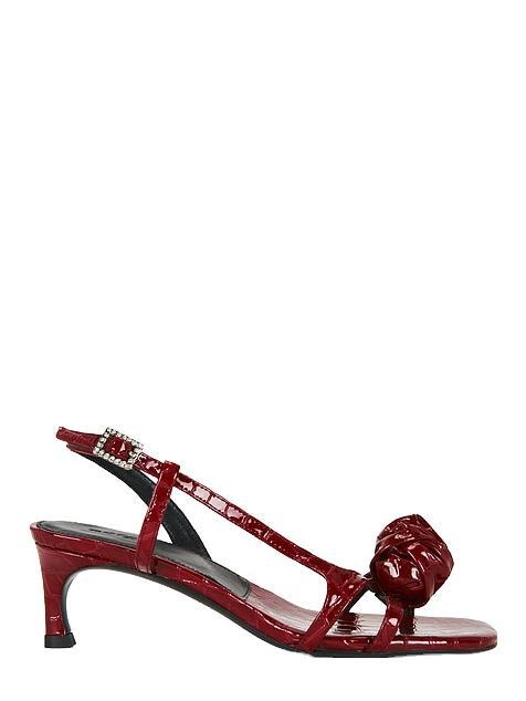 ROTATE BY BIRGER CHRISTENSEN Mid Heel Knot Patent Croc Strappy Sandal - Red