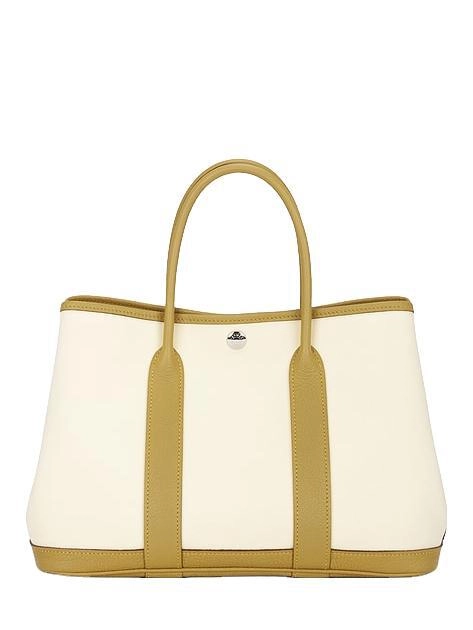 FWRD RENEW Hermes Toile & Leather Garden Party 30 Tote Bag - Brown