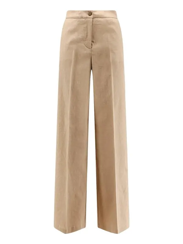 Pinko Jacopone Linen And Viscose Wide-leg Trousers - Brown