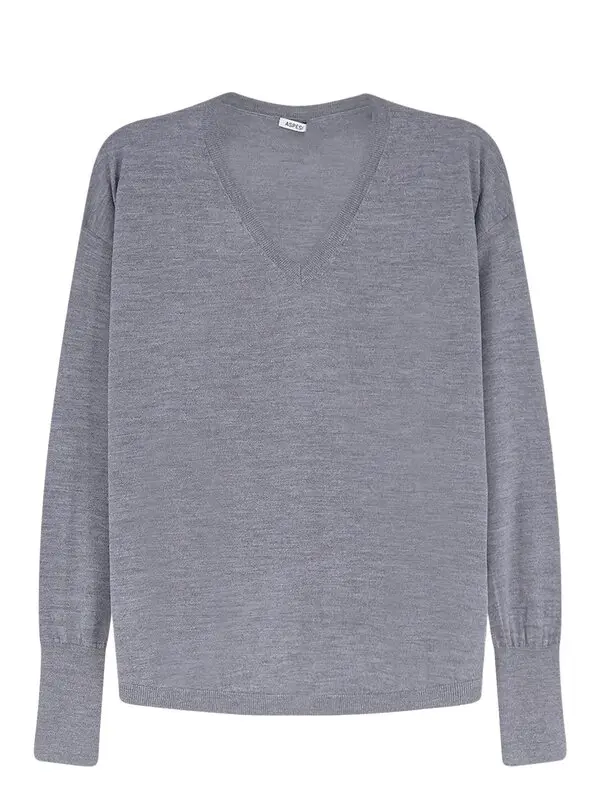 Aspesi Virgin Wool V-neck Sweater - Grey