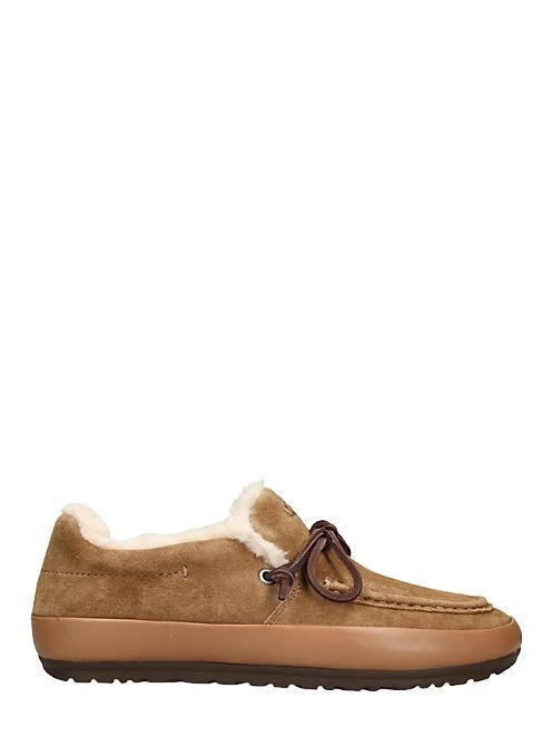 UGG Suede Quilted Slippers With Lace Detailing - Tan