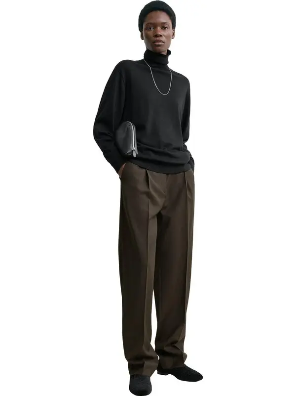 TOTEME Pleated Wool Trousers - Pepper