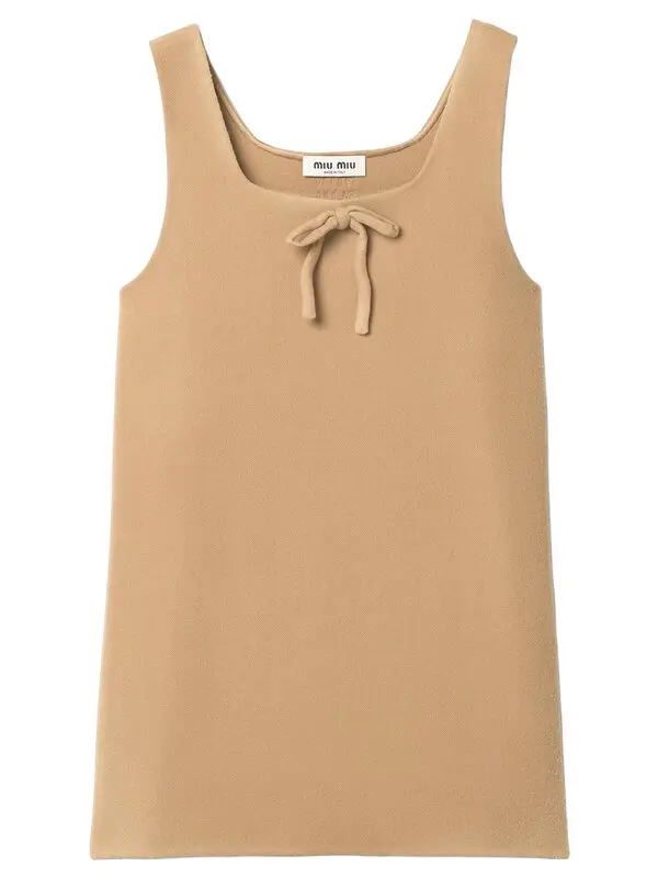 Miu Miu Waxed Double Wool Dress - Hazelnut