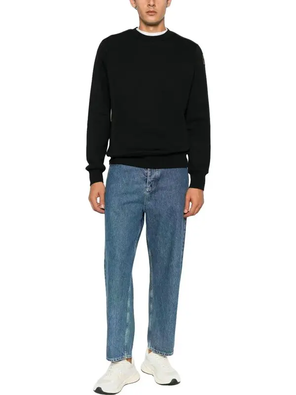 PARAJUMPERS Logo Patch Crew Neck Sweater - Black