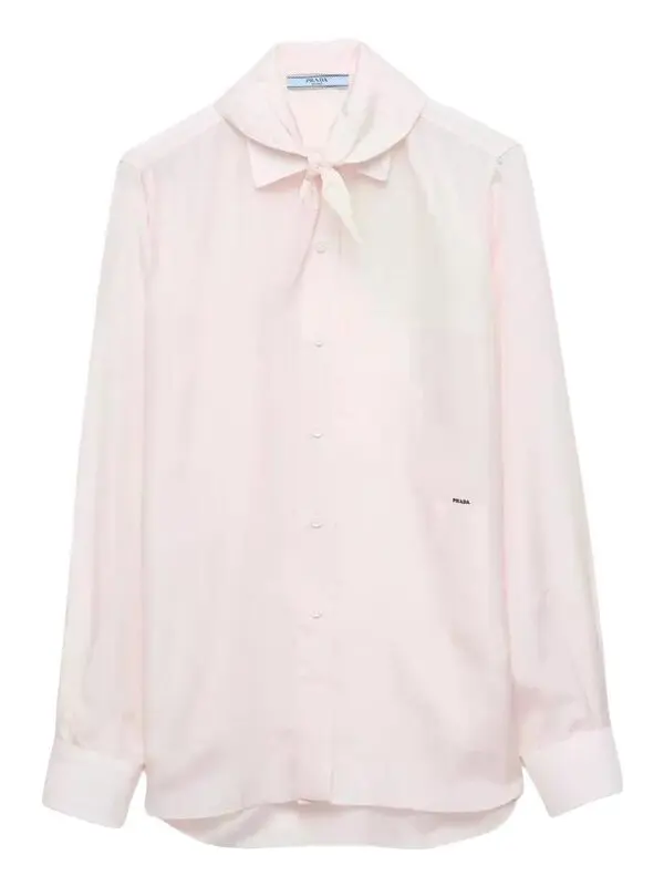 Prada Silk Poplin Shirt With Detachable Scarf - Pink