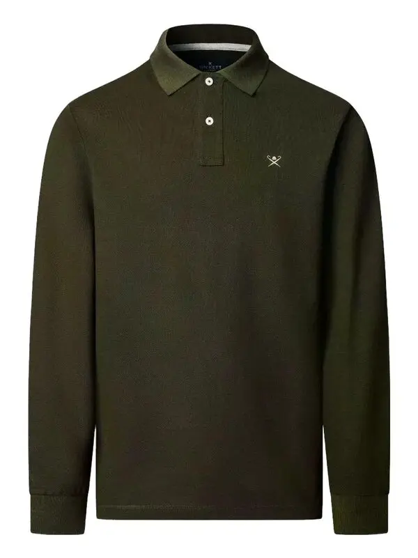 HACKETT LONDON Logo-embroidered Long-sleeve Polo Shirt - Green