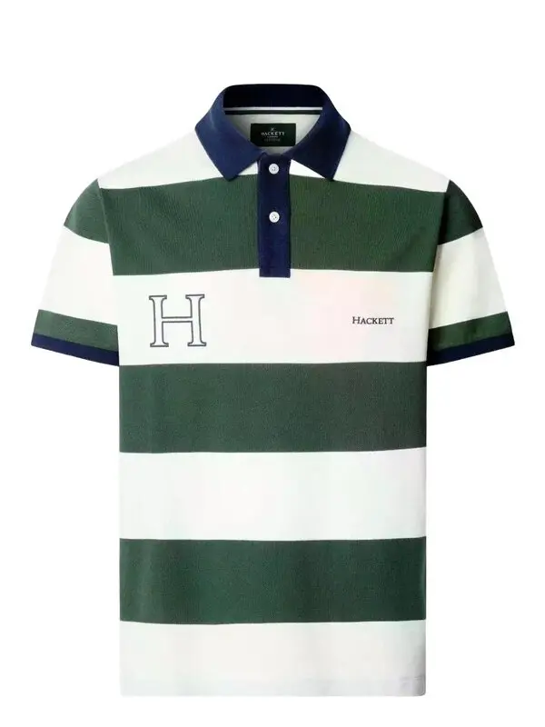 HACKETT LONDON Striped Polo Shirt - Green