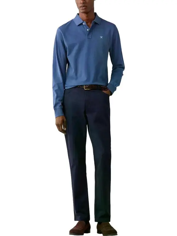 HACKETT LONDON Logo-embroidered Pique Polo Shirt - Blue