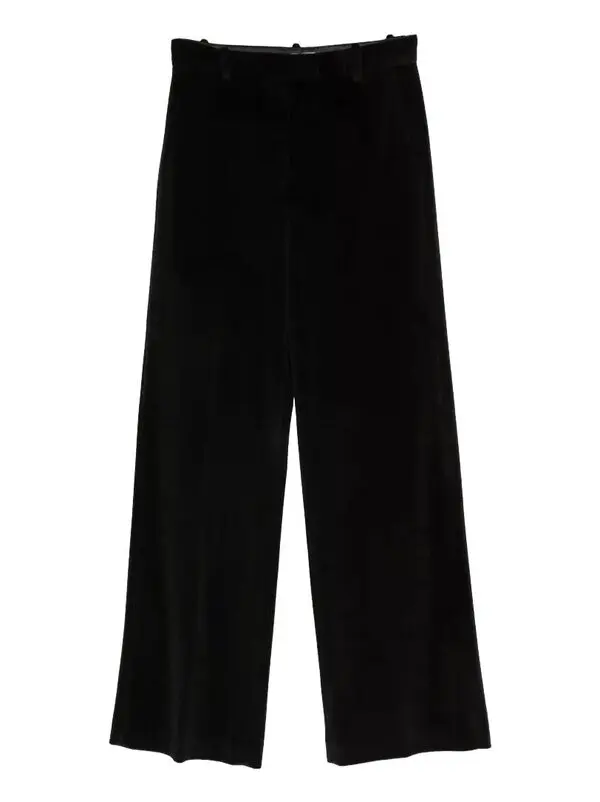 CIRCOLO 1901 Wide-leg Velvet-effect Trousers - Black