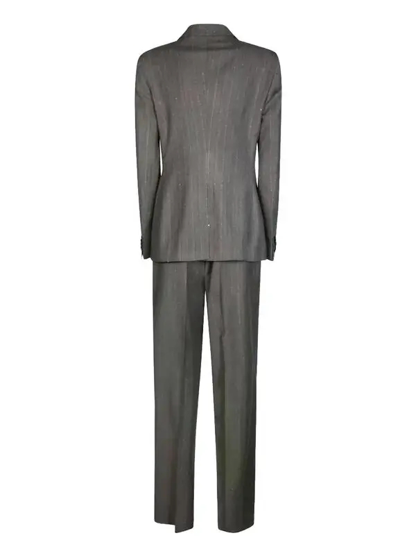 Tagliatore Cutter Sequin-embellished Pinstripe Suit - Grey