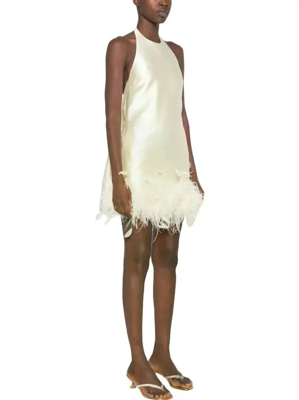 SELF-PORTRAIT Feather-trim Mini Dress - Neutrals