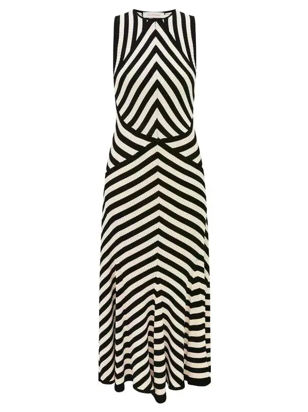 Zimmermann Valiant Deco Stripe Midi Dress - Black