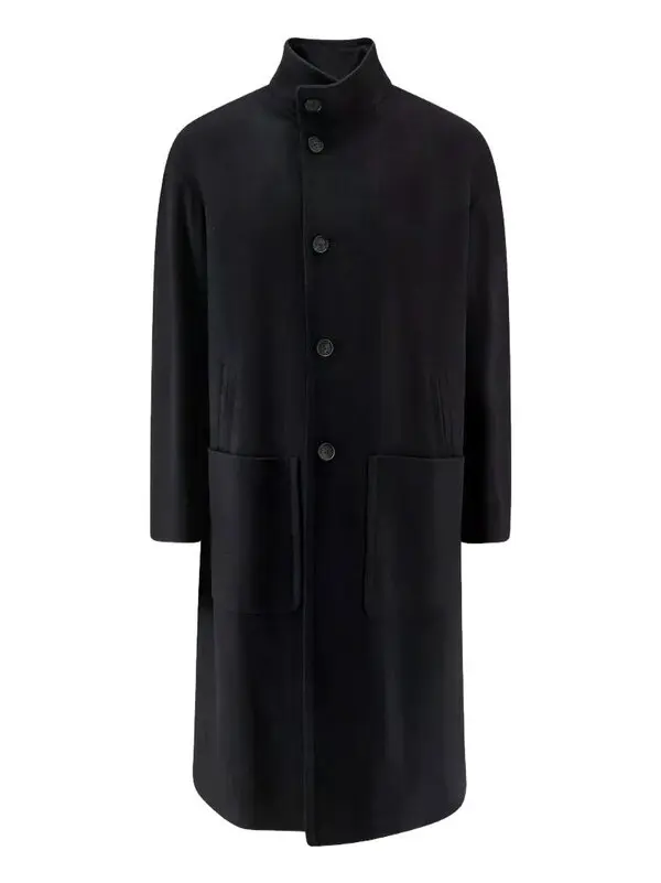 HEVO High-neck Button-up Coat - Black