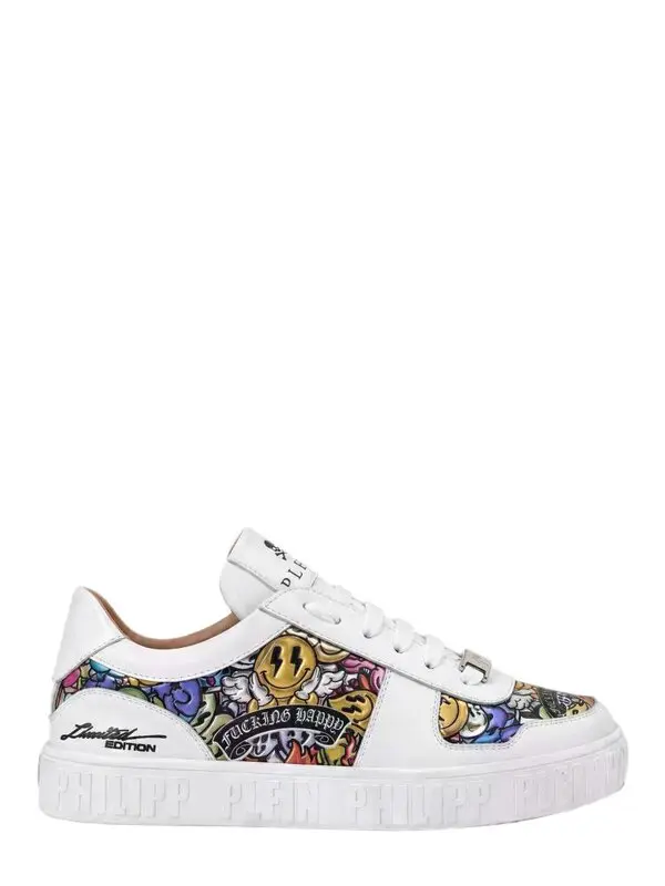 Philipp Plein Mirror Smile Graphic-print Lace-up Sneakers - White