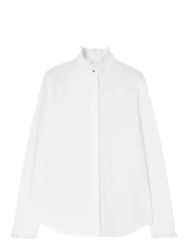 Burberry Classic Fit Ruffled Cotton Poplin Shirt - White