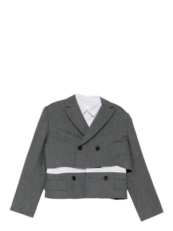 Sacai Double-breasted Layered Blazer - Grey