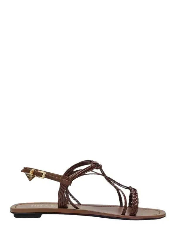 Prada Braided Cage Sandals - Brown
