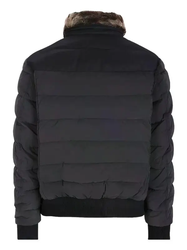 MOORER Padded Faux-fur Trimmed Coat - Blue