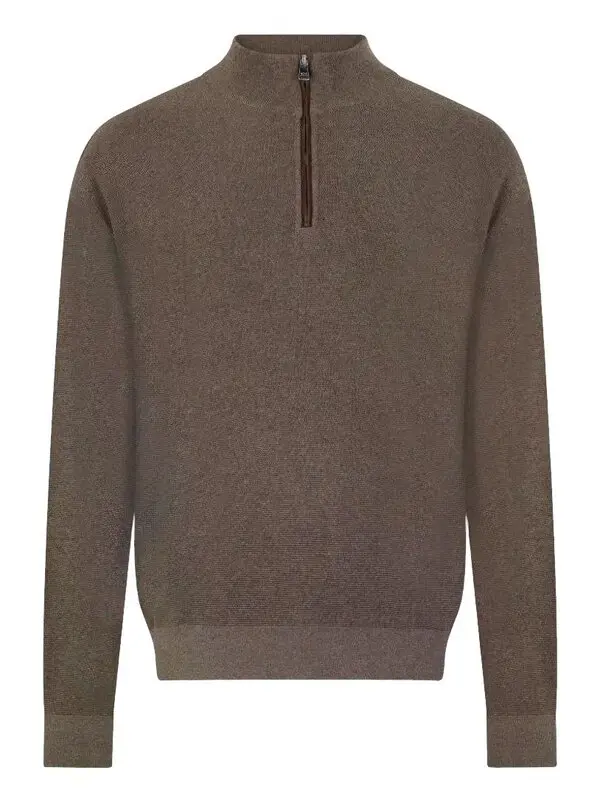 Paul & Shark Quarter-zip Long-sleeve Sweater - Brown