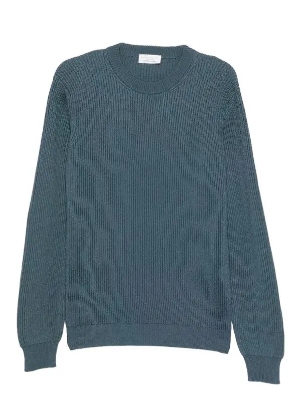 ROBERTO COLLINA Ribbed Knit Crew Neck Jumper - Blue