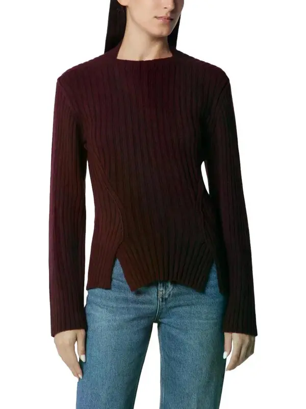 Victoria Beckham Ribbed Knit Side-slit Jumper - Red