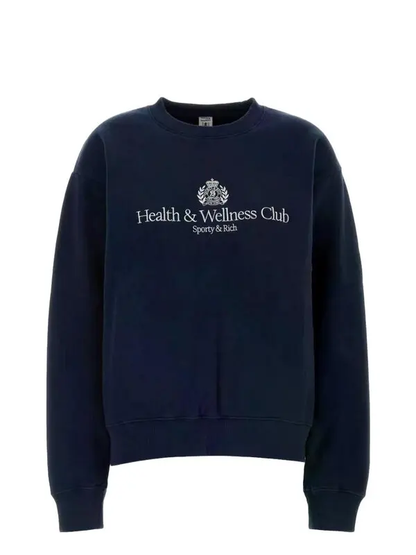 SPORTY & RICH Logo Print Crewneck Sweatshirt - Blue