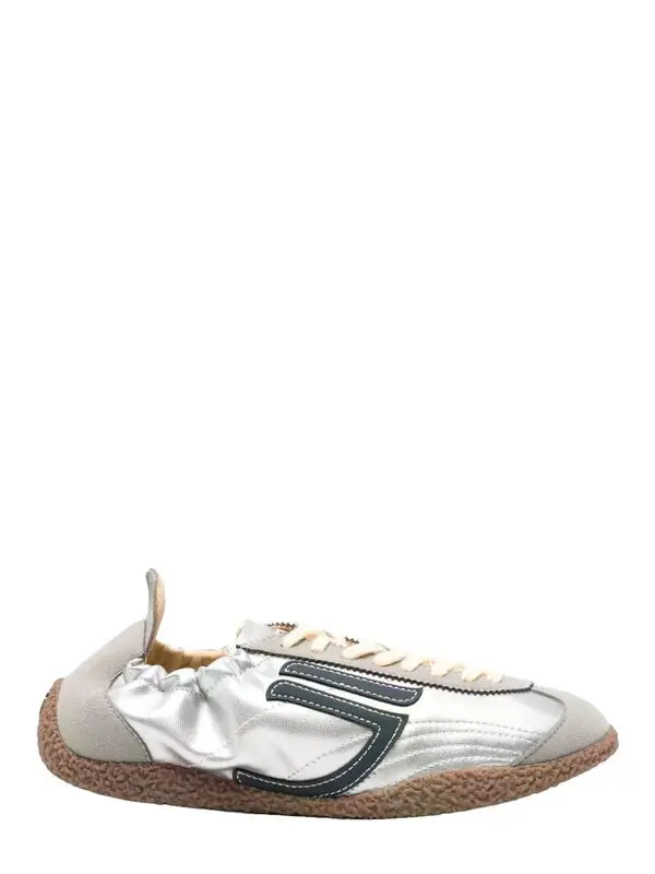 PURAAI Tone Metallic Effect Logo Patch Lace-up Sneakers - Silver