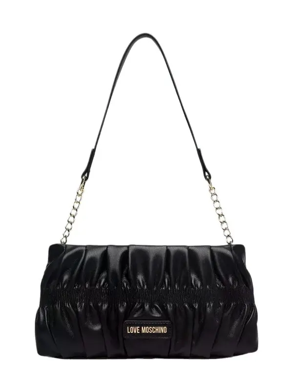 Moschino Ruched Chain-link Shoulder Bag - Black