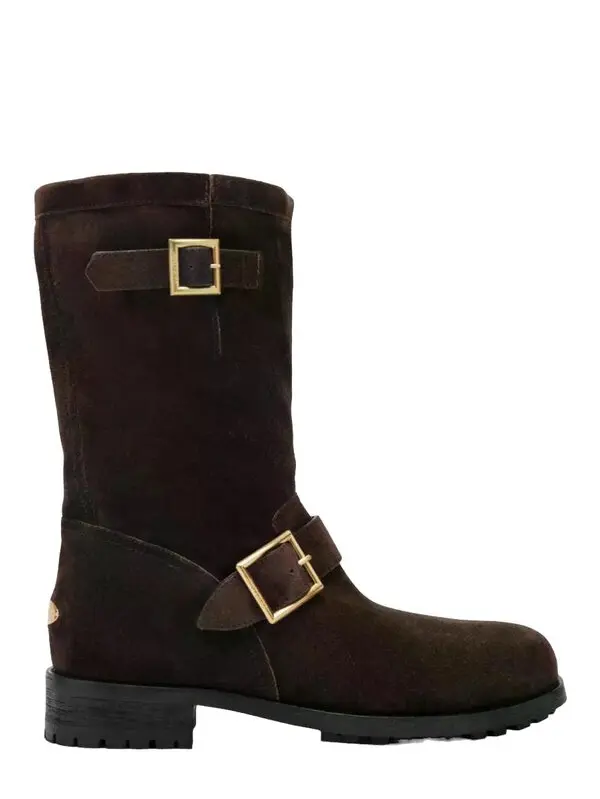 JIMMY CHOO Buckled Suede Ankle Boots - Brown