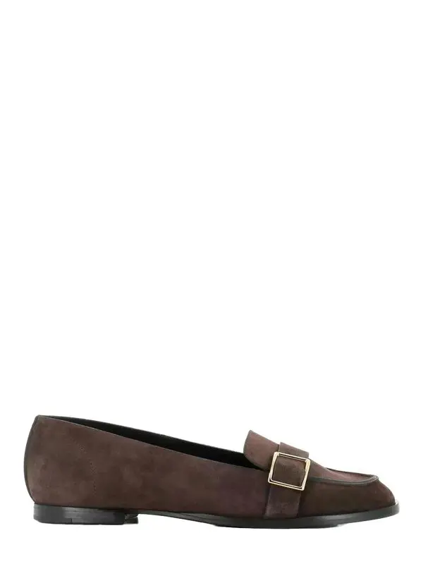 DEL CARLO Suede Loafers With Buckle Detail - Brown