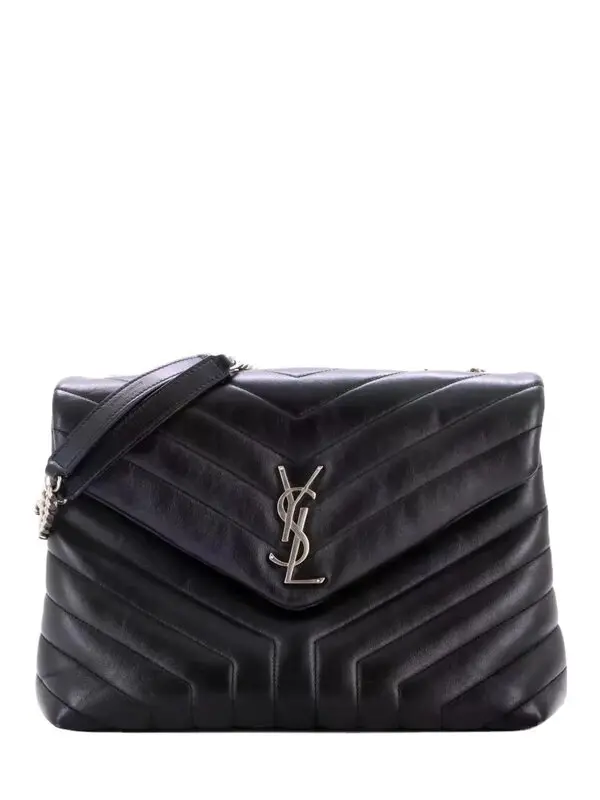 Saint Laurent Loulou Matelasse Chevron Leather Medium Shoulder Bag - Black