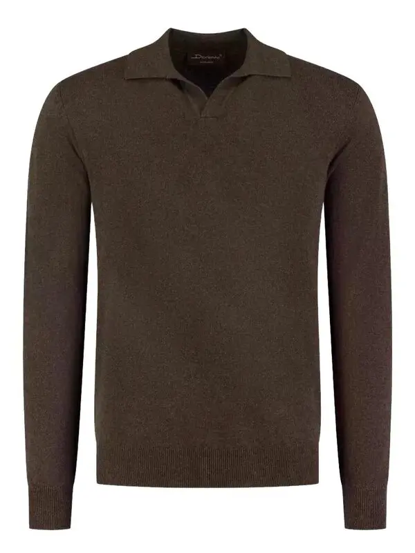 DORIANI CASHMERE Long-sleeve Polo Shirt - Brown
