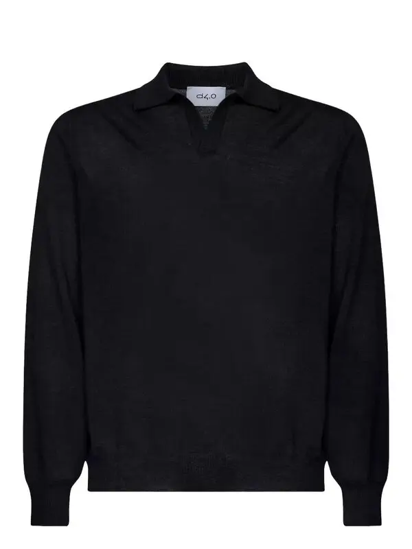D4.0 Virgin Wool Polo Shirt - Black
