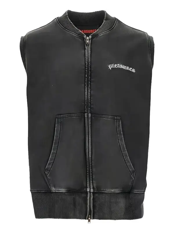 PLEASURES Faded Effect Zip-up Sweatshirt - Black