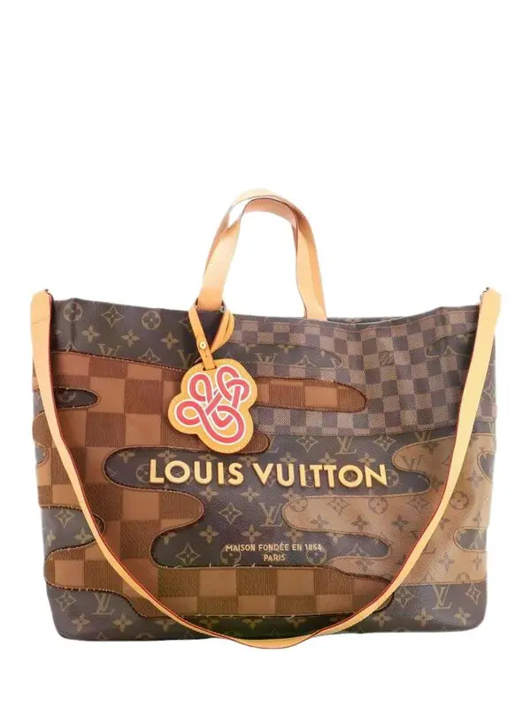 LOUIS VUITTON Shopper Patchwork Reverse Monogram Canvas And Damier Mm Tote Bag - Brown