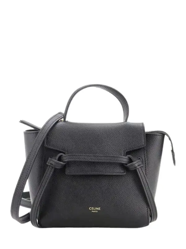 Celine Belt Bag Textured Leather Pico Shoulder Bag - Black